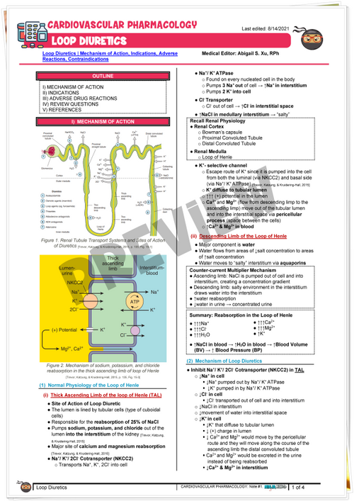 Loop Diuretics | Mechanism of Action, Indications, Adverse Reactions ...