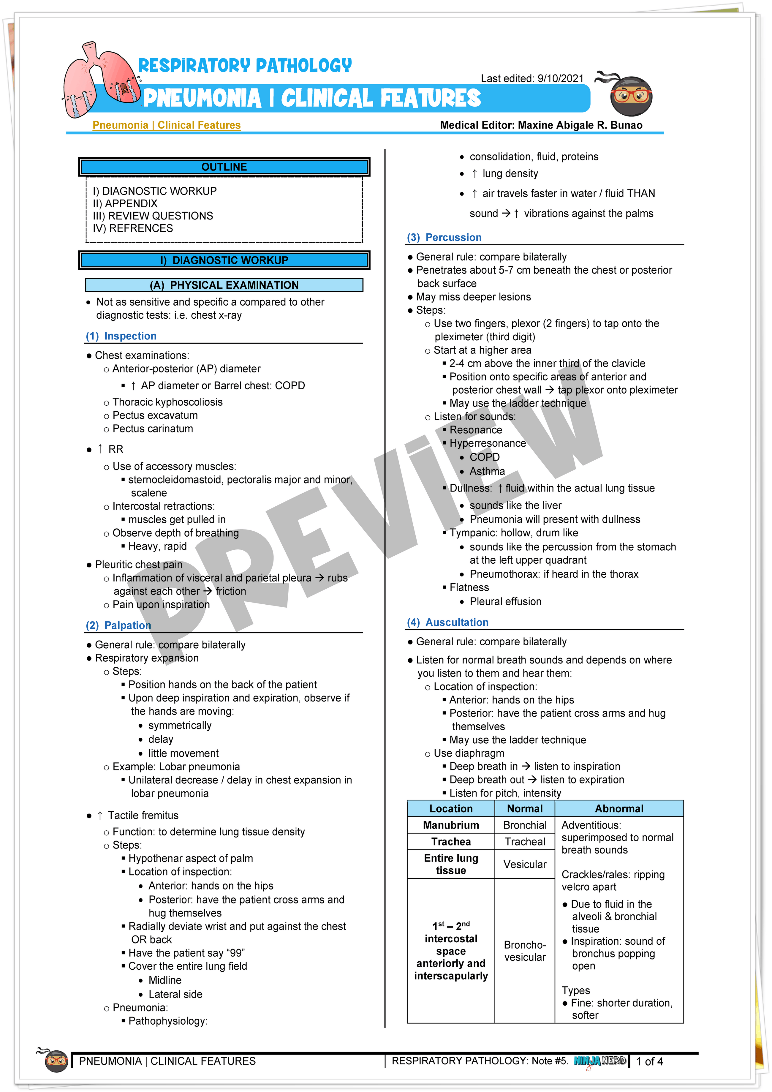 Pneumonia | Clinical Features - Notes - NinjaNerd Medicine