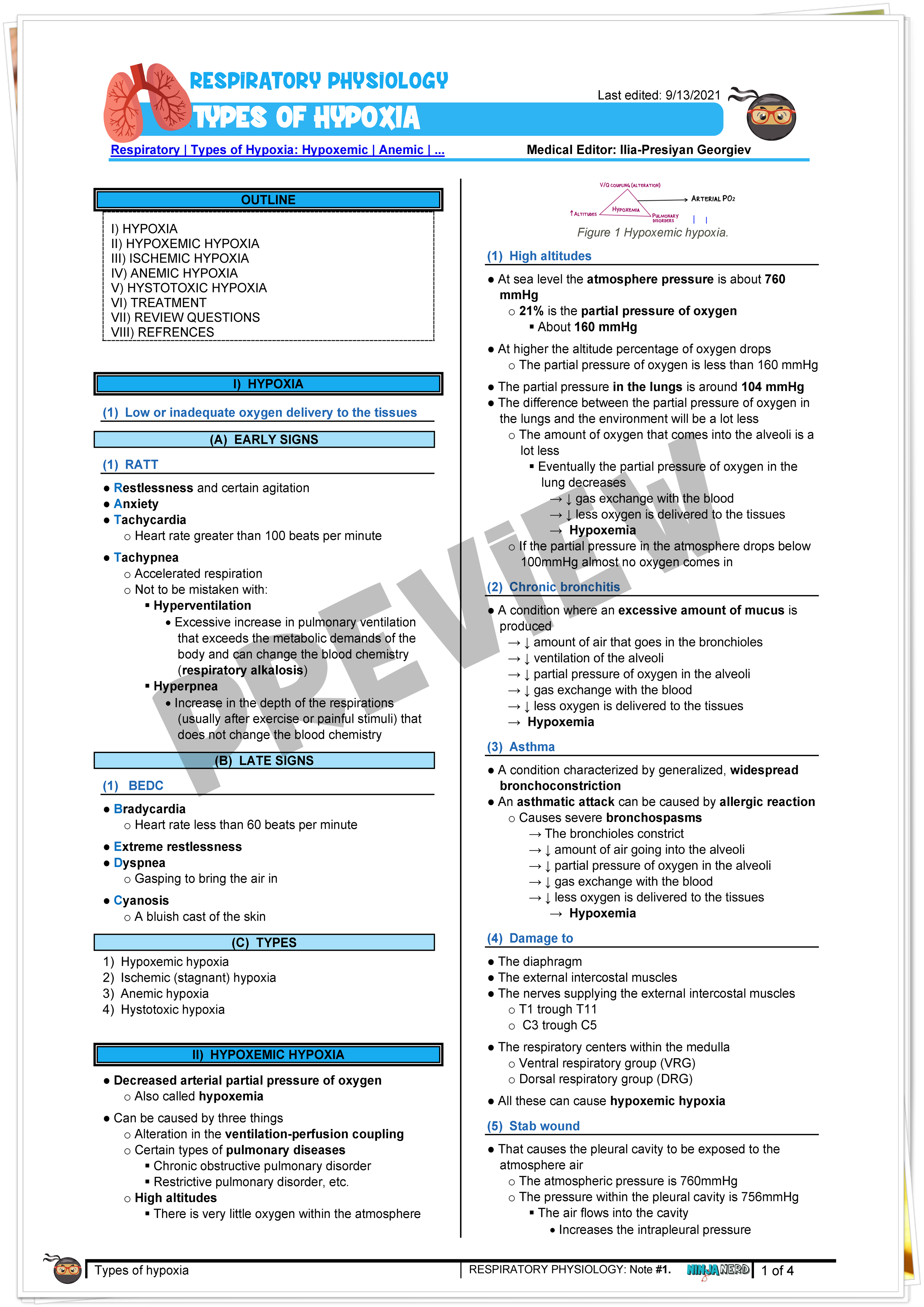 Types of Hypoxia: Hypoxemic | Anemic | Stagnant | Histotoxic - Notes ...