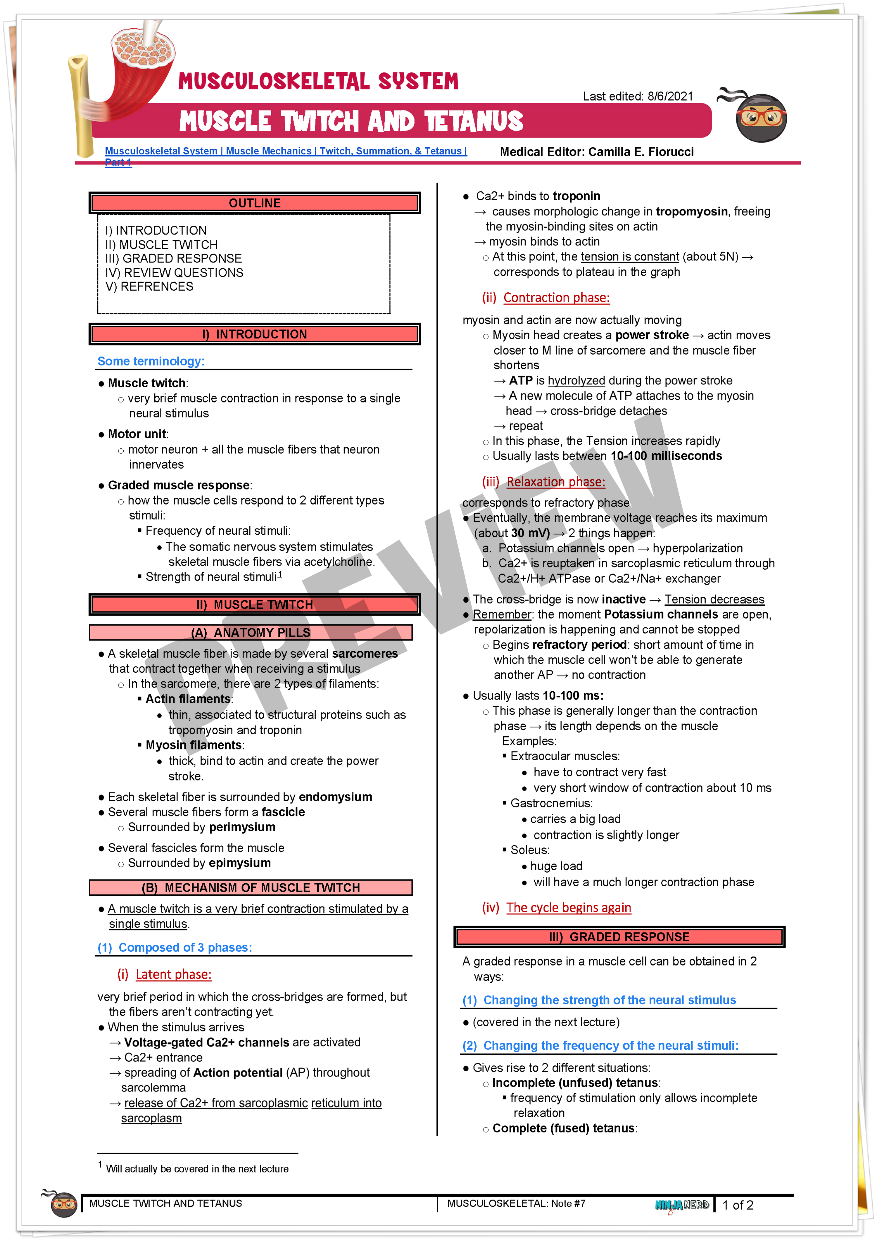 Muscle Mechanics | Twitch, Summation, & Tetanus - Notes - NinjaNerd ...