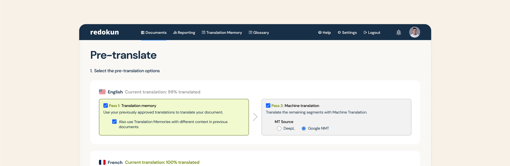 Speed up your translations with Pre-translate.