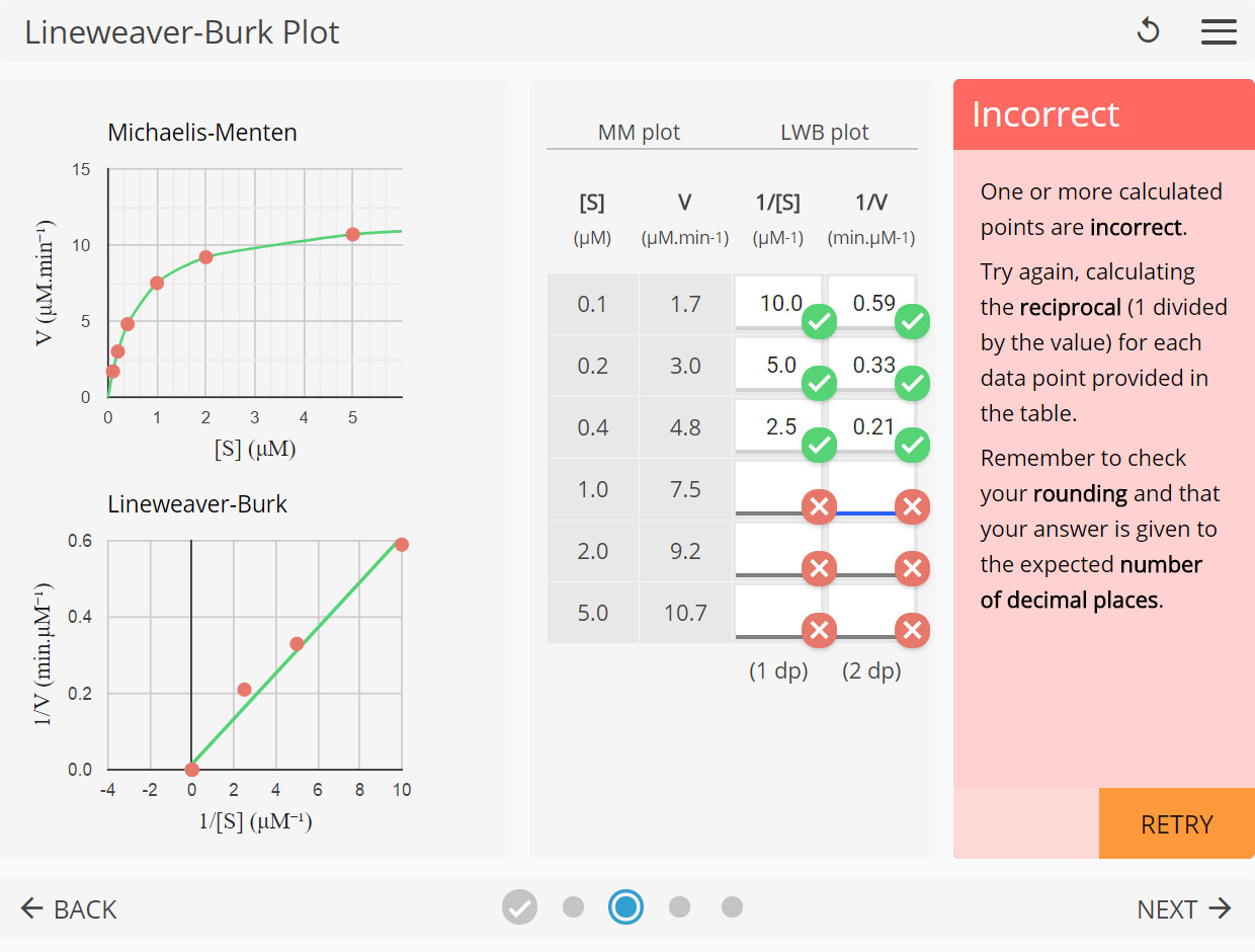 LearnSci LabSim: Lineweaver-Burk Plot