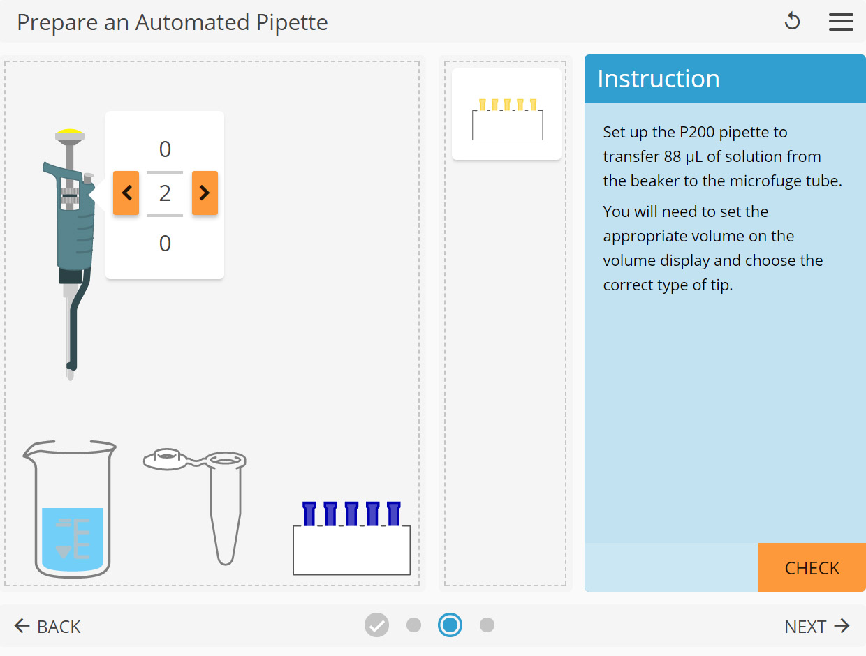 LearnSci LabSim: Prepare an Automated Pipette