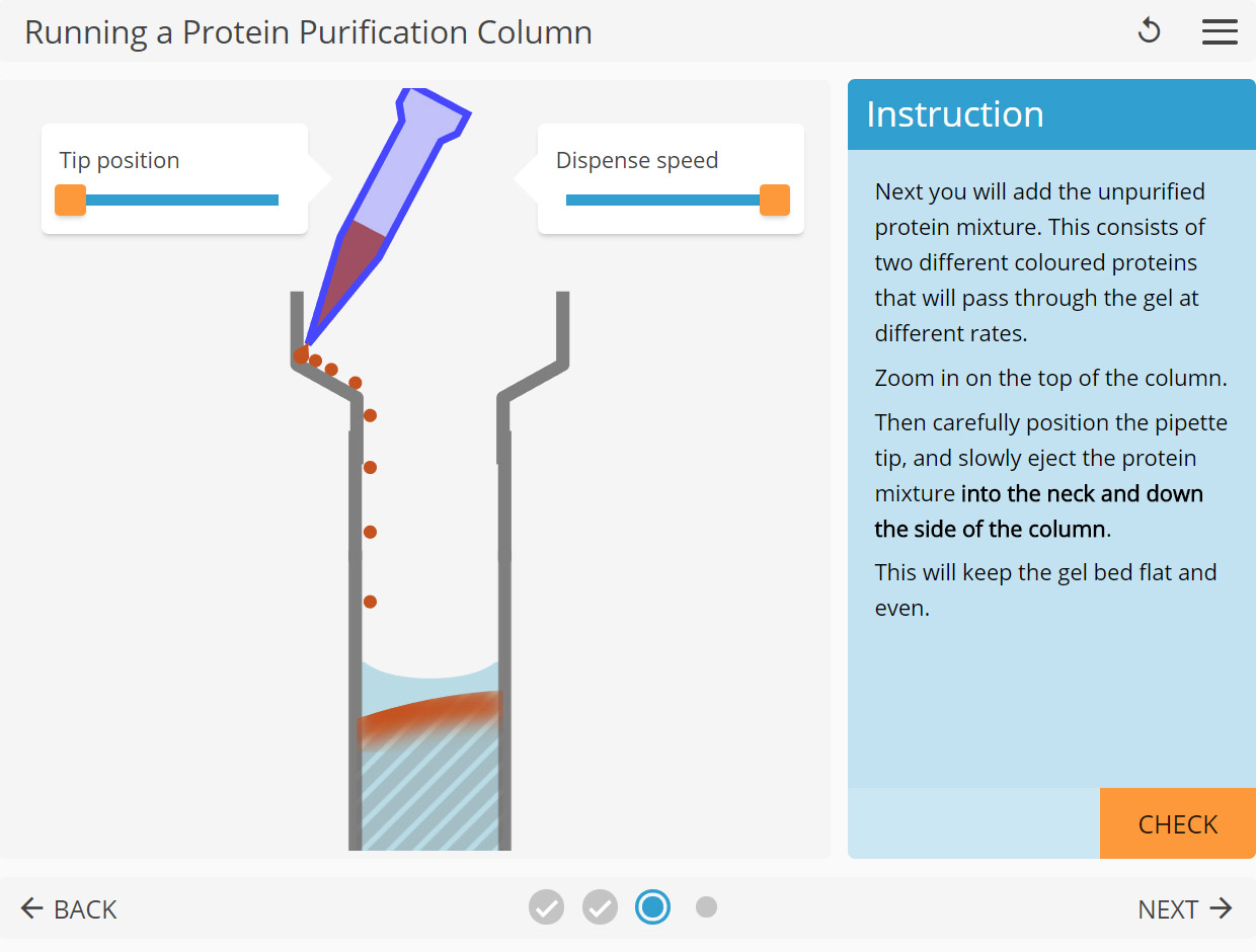 LearnSci LabSim: Running a Protein Purification Column