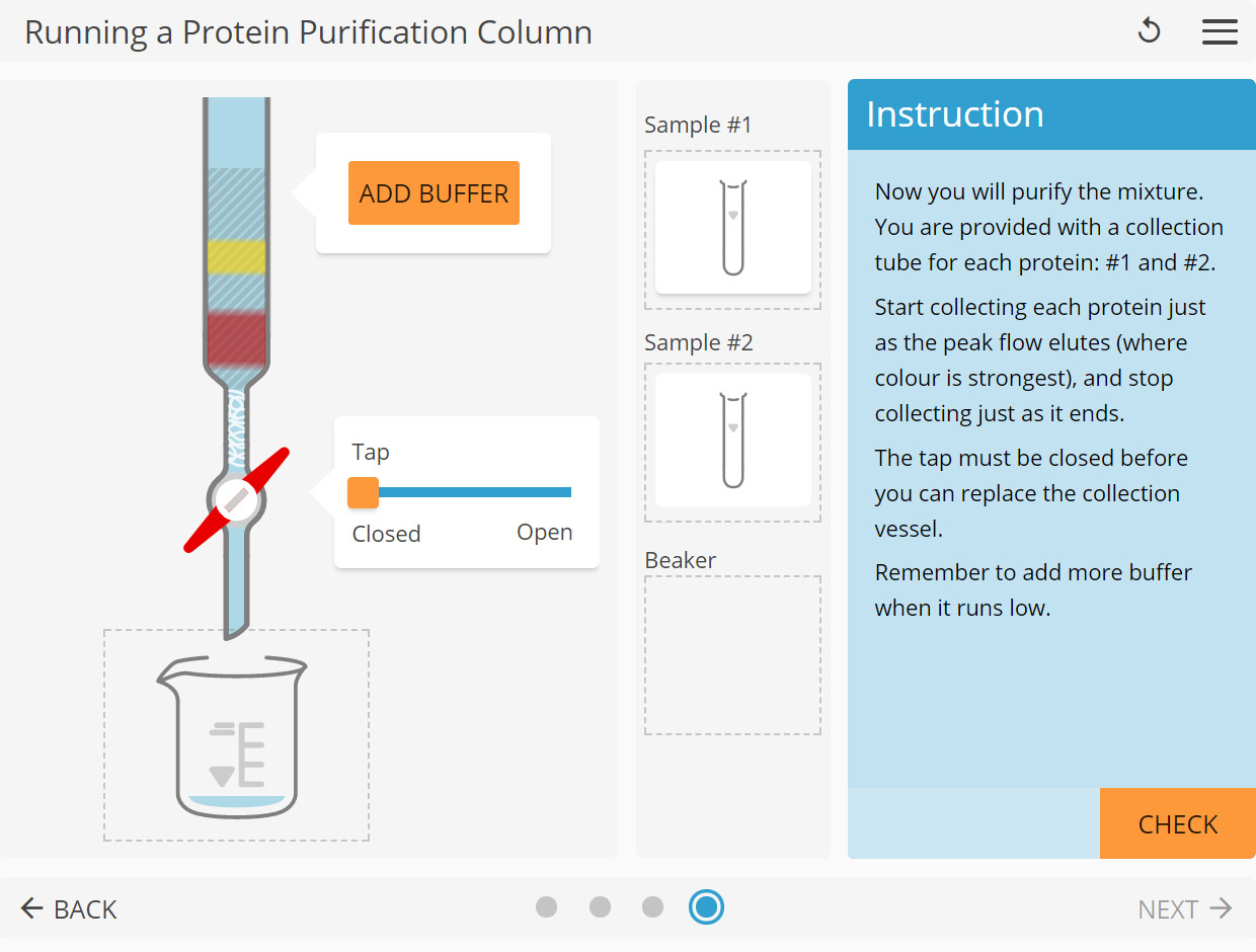 LearnSci LabSim: Running a Protein Purification Column