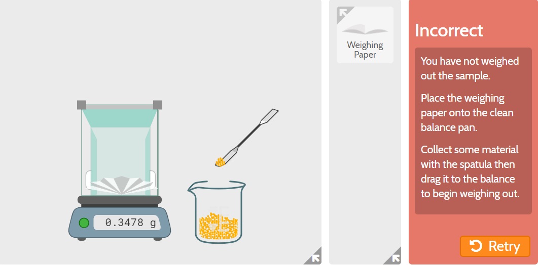 LearnSci LabSim: Weighing with Taring using an Analytical Balance