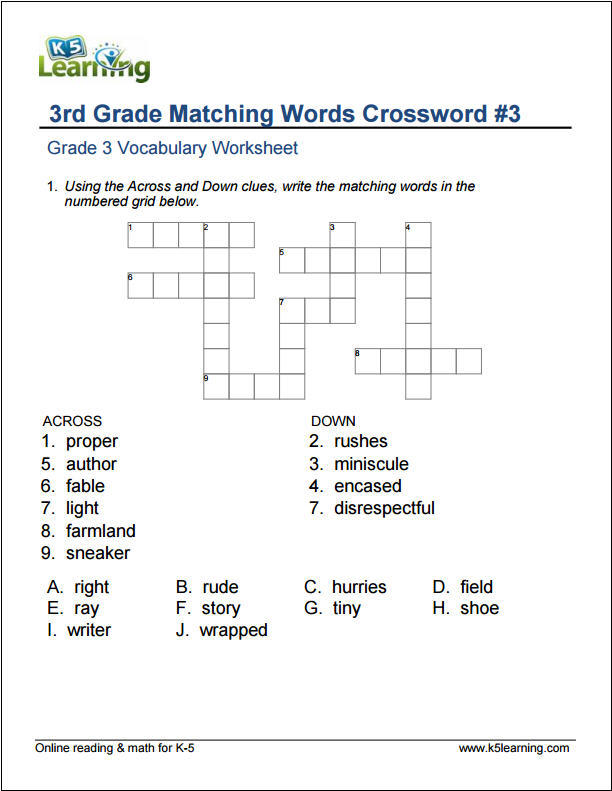 Grade 3 Vocabulary Words And Worksheets Lets Share Knowledge Shades 