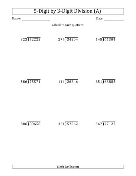 Division Worksheets - Math-Drills.com