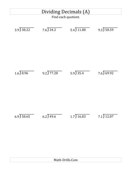 Decimals Worksheets - Math-Drills.com