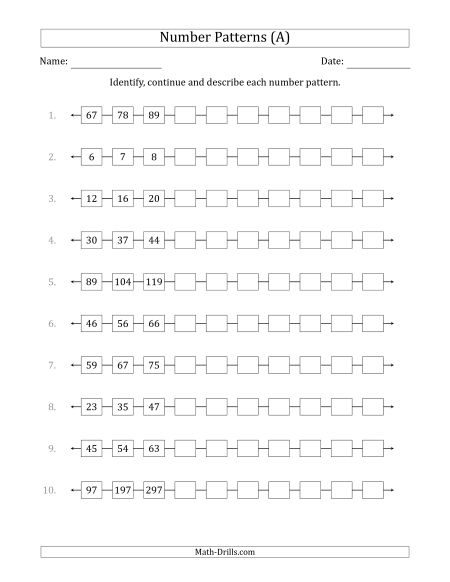 Patterning Worksheets - Math-Drills.com