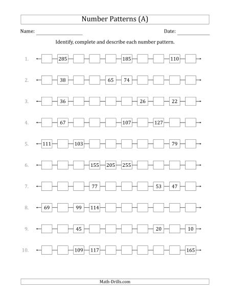 Patterning Worksheets - Math-Drills.com