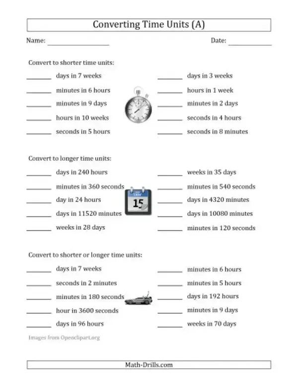 Time and Clock Worksheets - Math-Drills.com