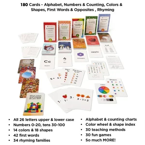 Preschool Flash Cards Bundle - Alphabet, Numbers, Counting, Colors ...