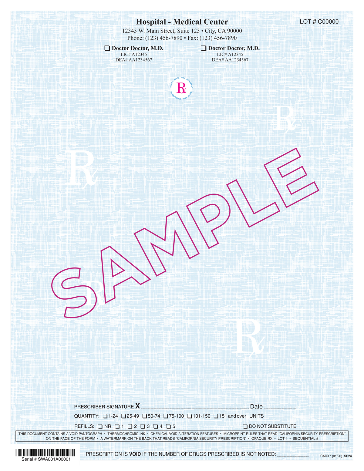 Security Prescription Forms / Pads