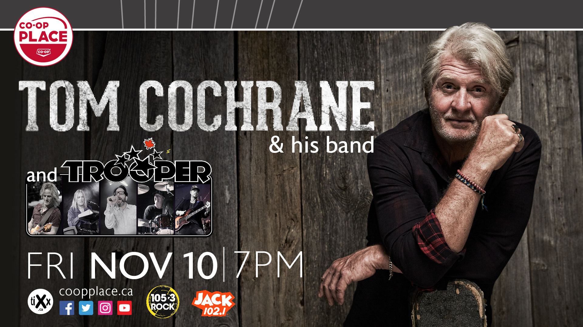Tom Cochrane with his band & Trooper | Event Listing | Tourism Medicine Hat