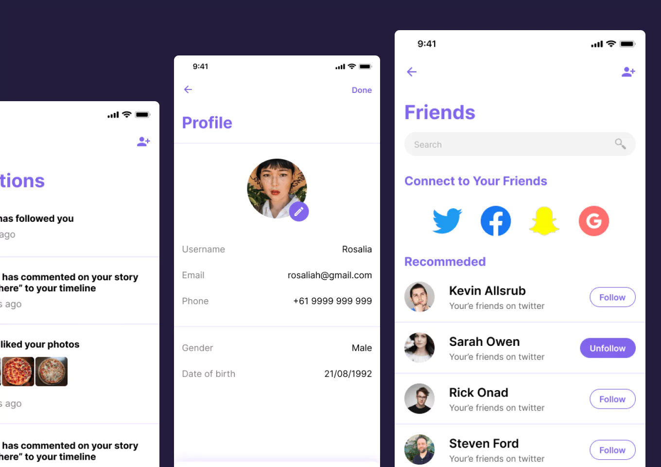 Dating app UI kit for Flutter mobile application by DhiWise