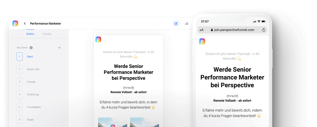 Perspective Funnels - Erstelle atemberaubende Mobile Funnels.