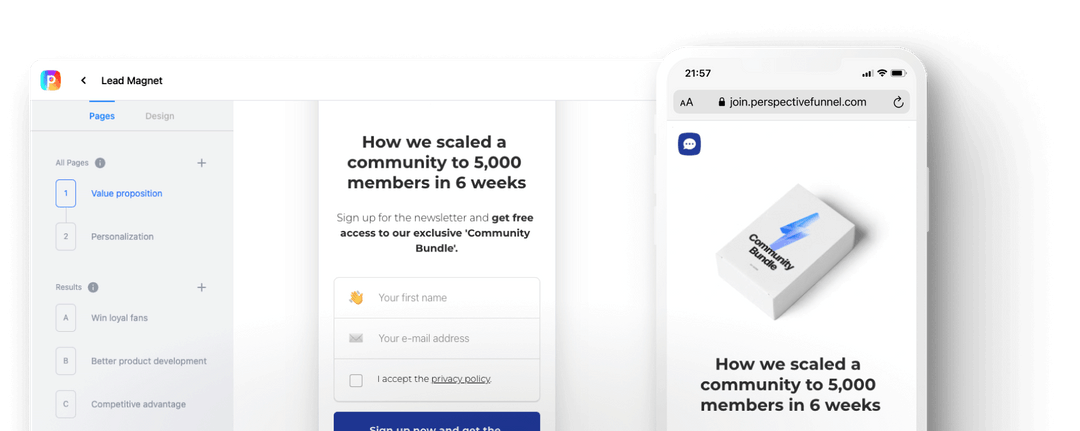 Perspective Funnels - Easily Build breathtaking Mobile Funnels