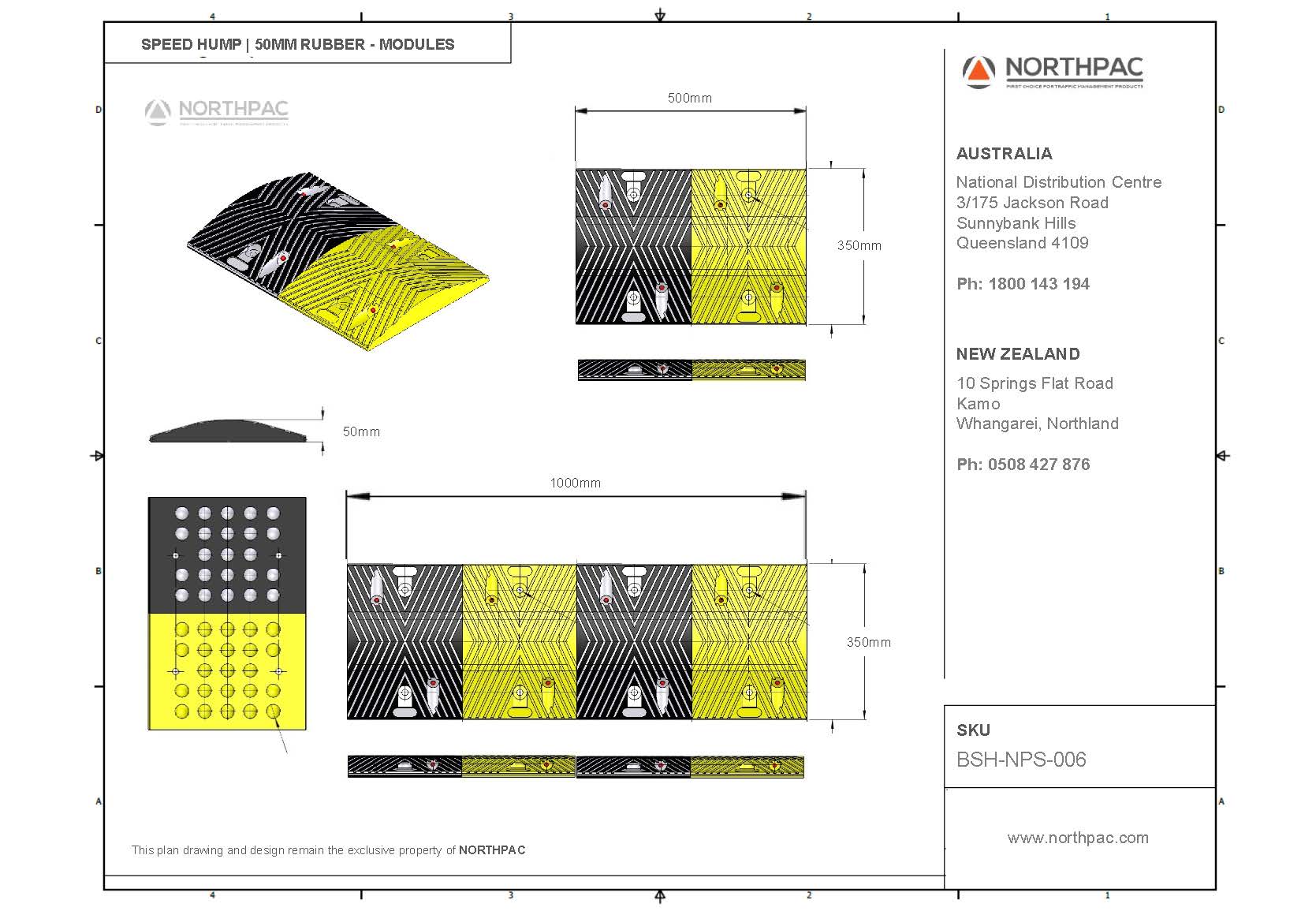 Rubber Modular Speed Hump 50mm – Northpac Australia