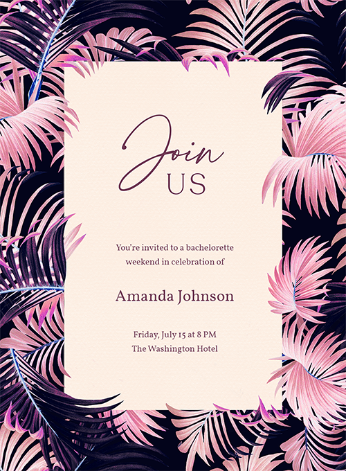 Pink Palm Frond (Bachelorette) | Evite