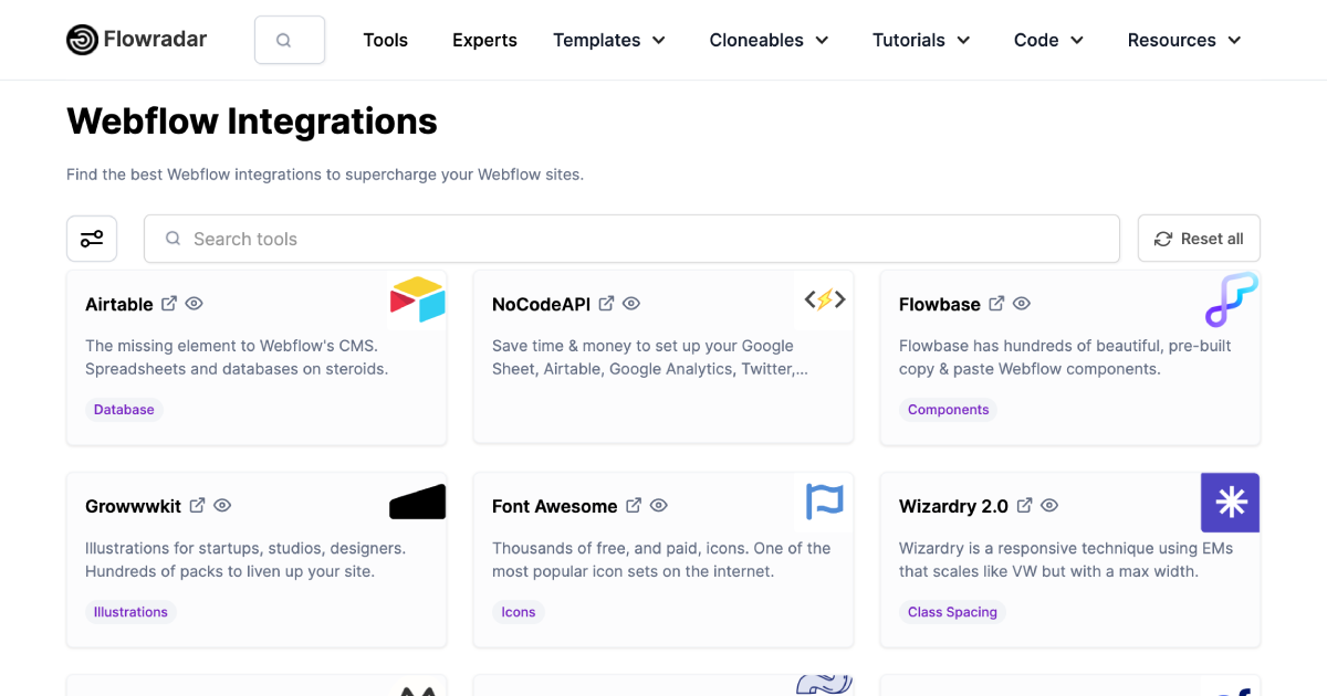 Find Webflow Apps & Integrations