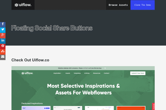 Floating Sidebar Social Share Webflow Cloneable | FlowRadar