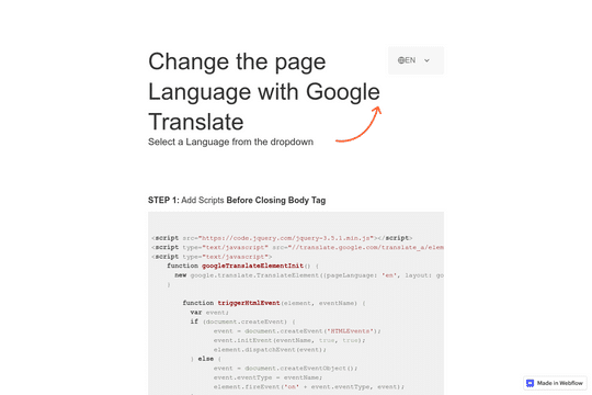 Google Translate Multilingual Script Webflow Cloneable | FlowRadar