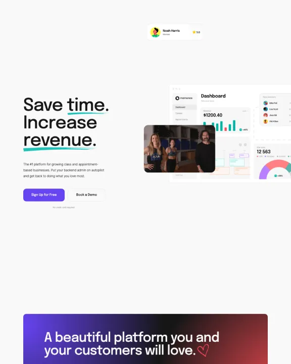 Appointment SaaS Webflow Site Inspiration - Momence.com