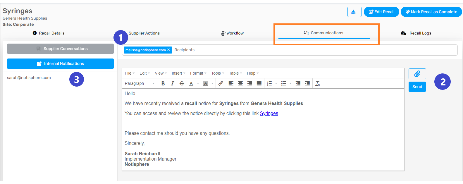 Send an FYI Message to Team Members with the Communications Feature
