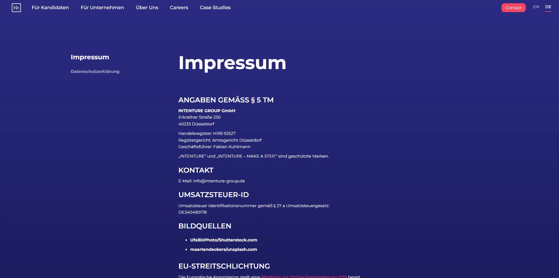 Impressum | INTENTURE GROUP