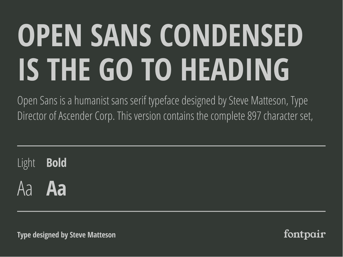 Open Sans Condensed Free Sans Serif Font Fontpair