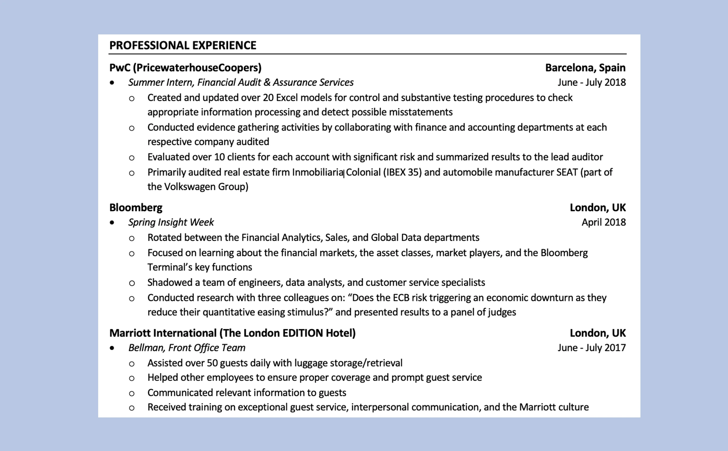 Professional Experience