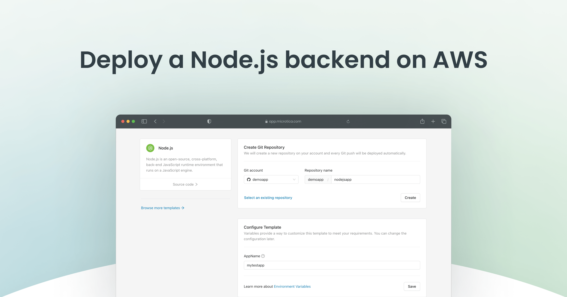 Deploy a Node.js backend on AWS - Microtica