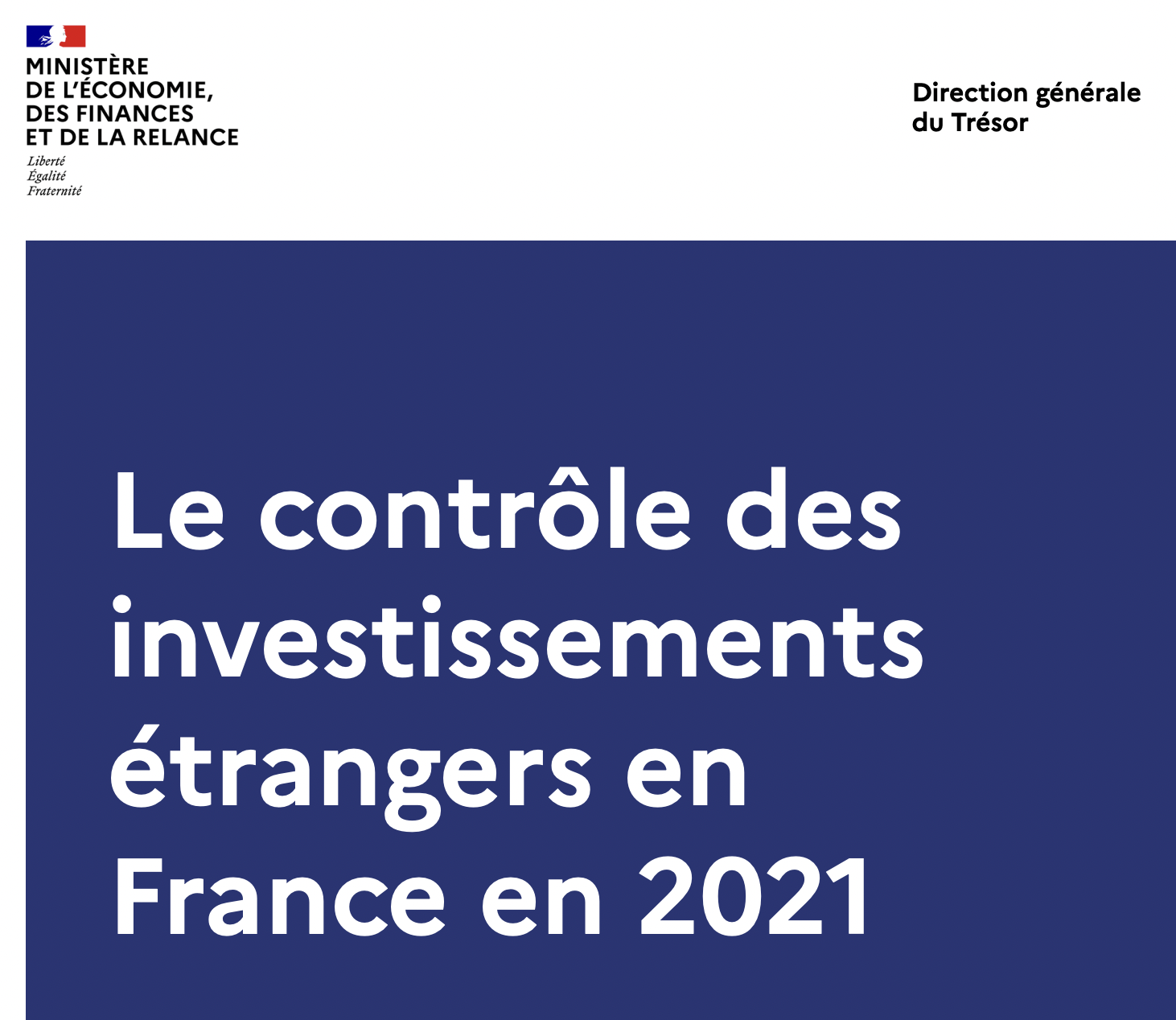Direction générale du Trésor : Publication du rapport annuel sur le contrôle IEF en 2021 | News ...