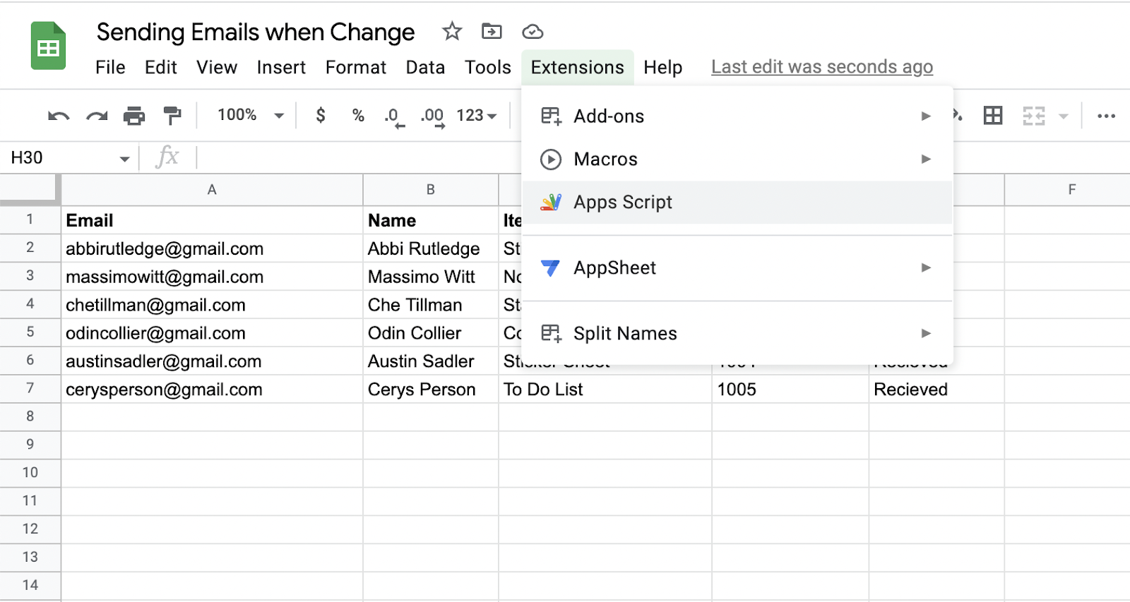 Send Email From Google Sheets When A Cell Value Changes