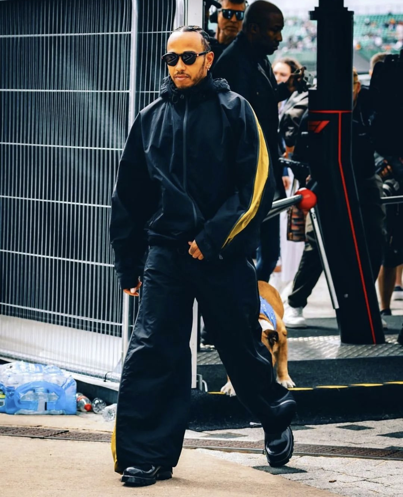 Lewis Hamilton arriving at the paddock ahead of the British Grand Prix