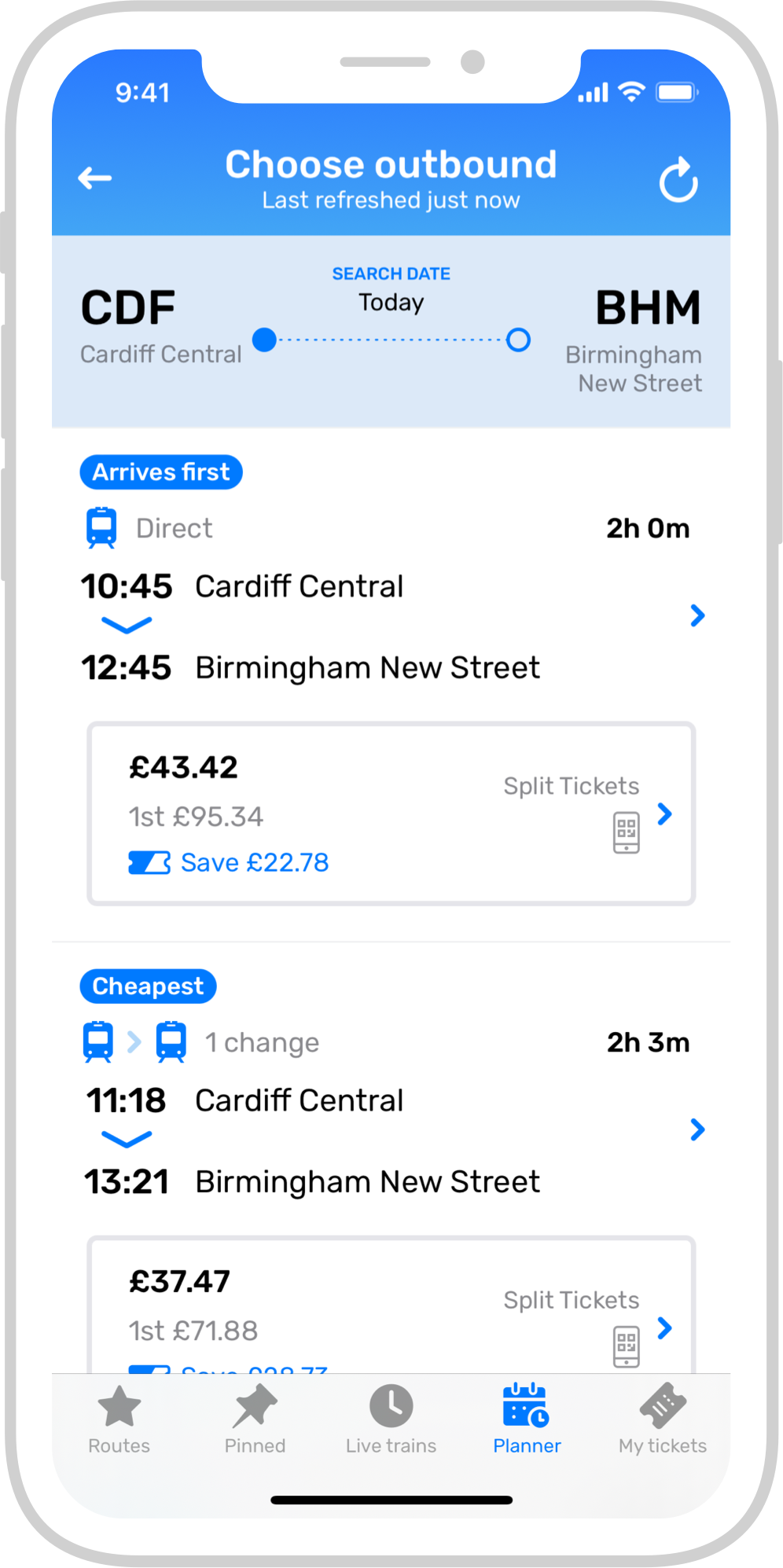 Railboard - Train times & split ticketing for iPhone & iPad