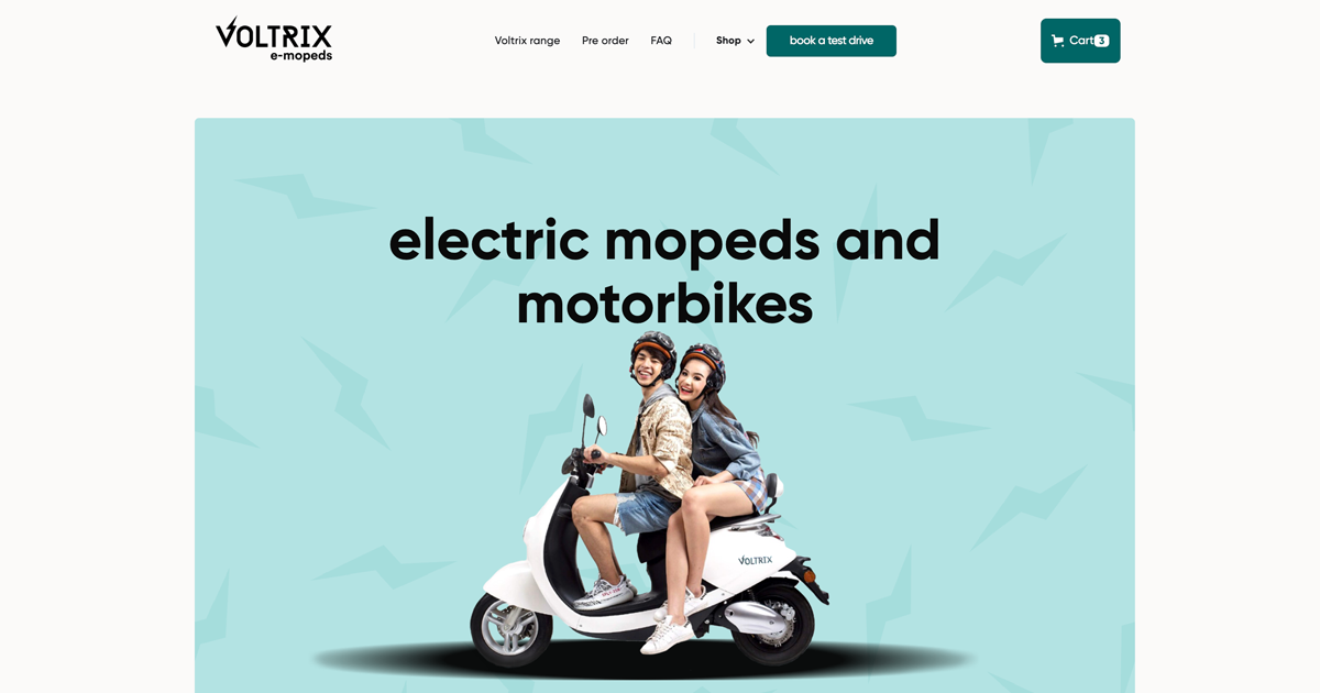 Home page for Voltrix e-mopeds