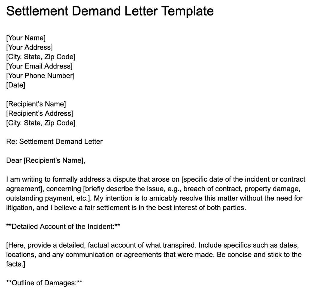 Settlement Demand Letter Template | Comprehensive Guide & Free Template