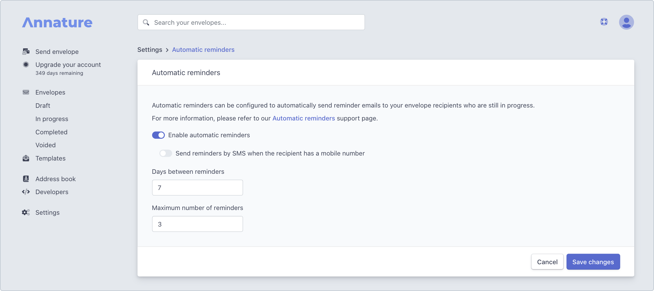Annature: Automatic reminders