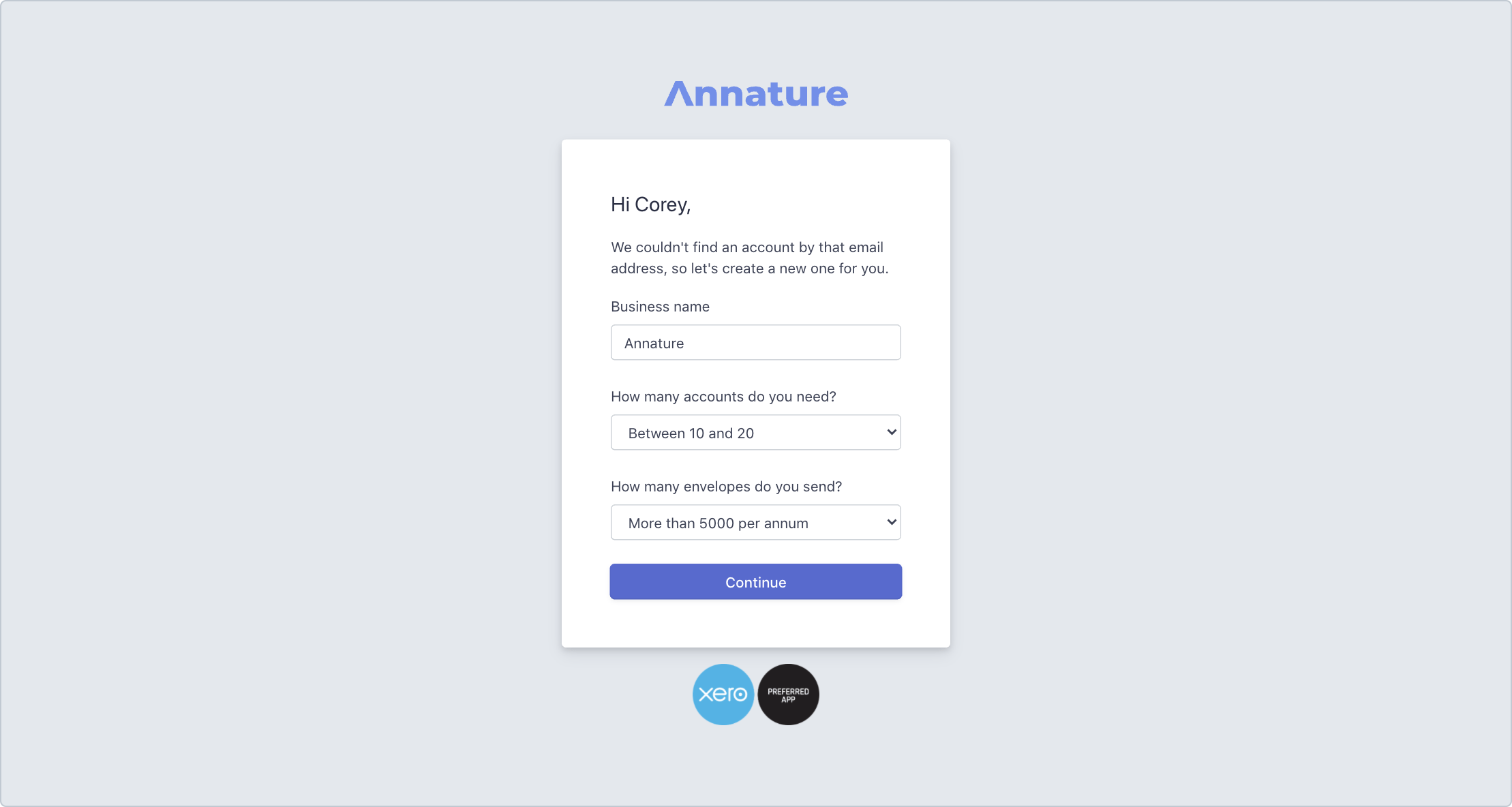 Annature & Xero: Creating an account