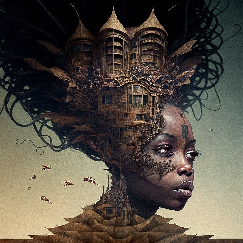 Wangechi Mutu Midjourney style | Andrei Kovalev's Midlibrary 2.0