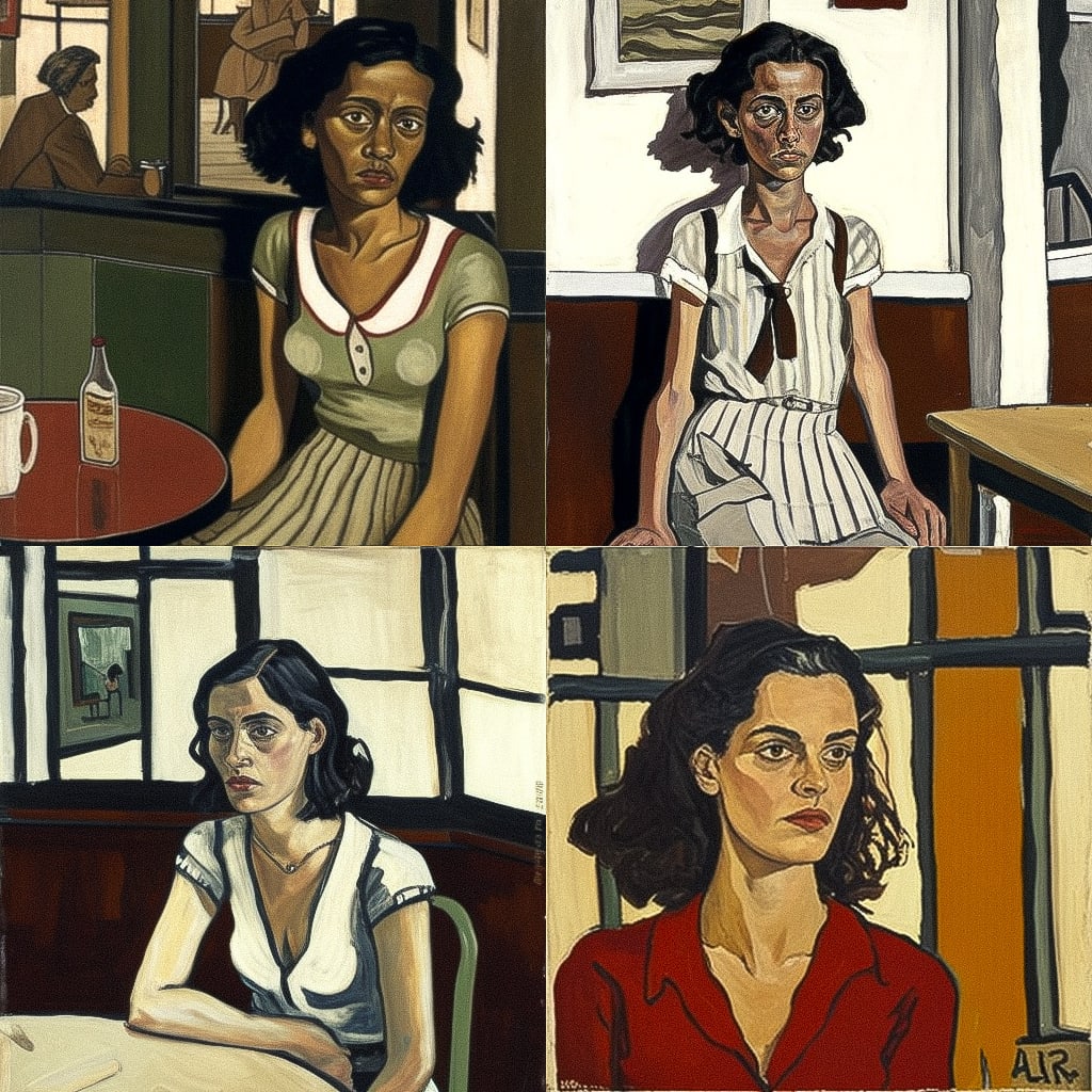 Alice Neel Midjourney style | Andrei Kovalev's Midlibrary 2.0