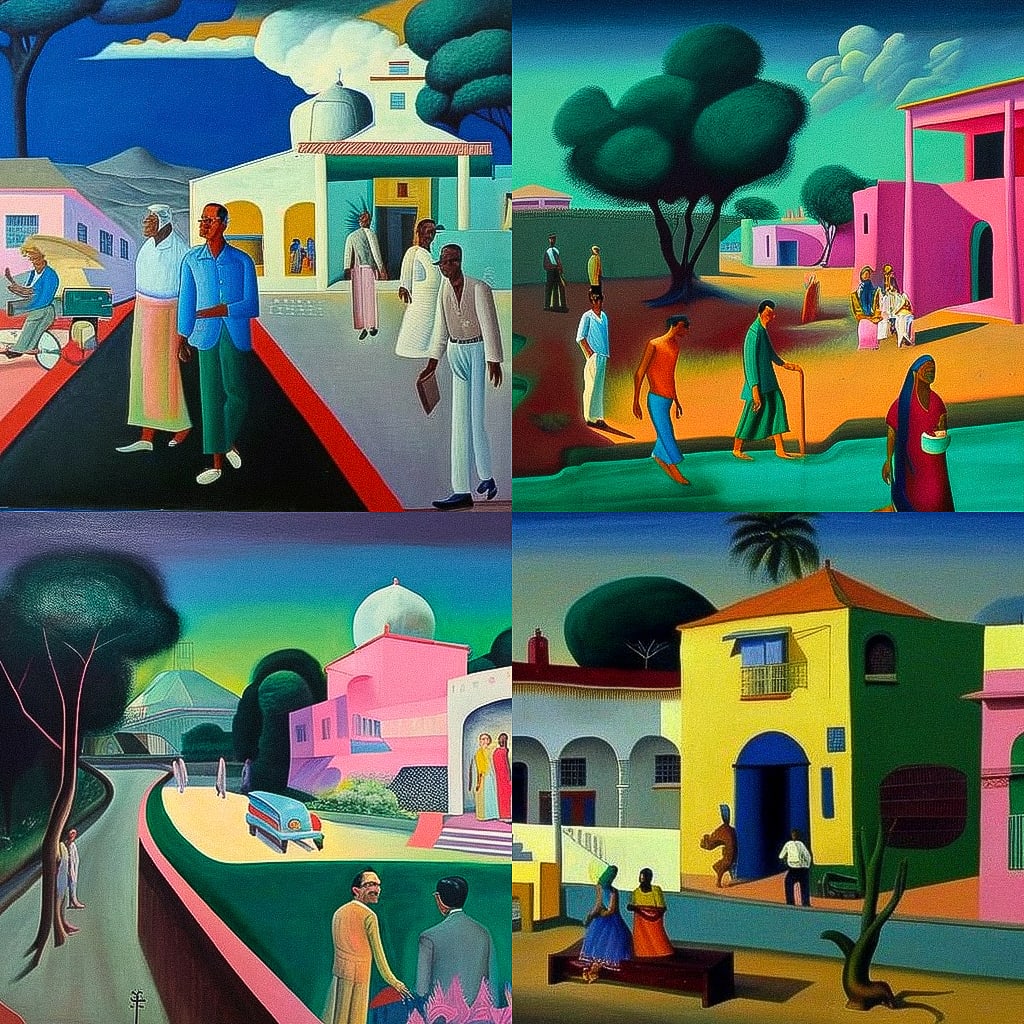 Bhupen Khakhar Midjourney style | Andrei Kovalev's Midlibrary 2.0