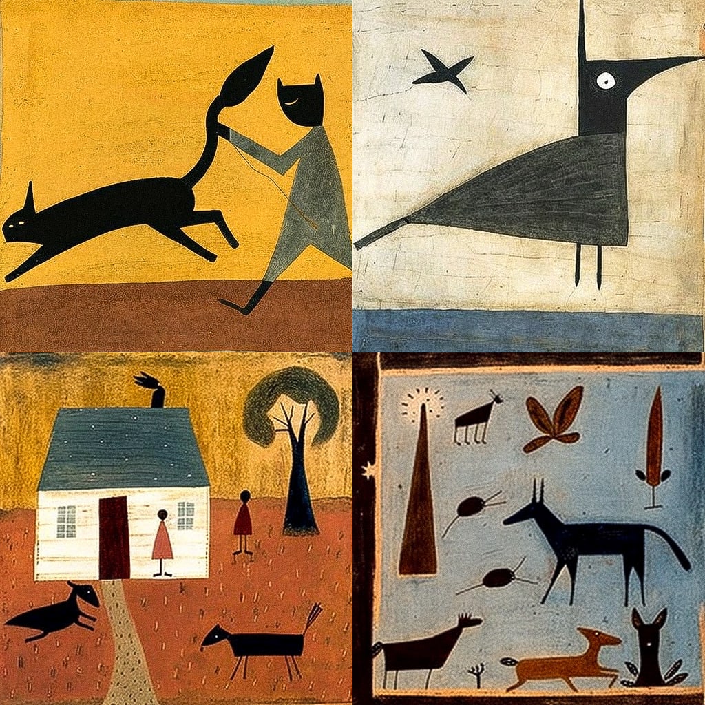 Bill Traylor Midjourney style | Andrei Kovalev's Midlibrary 2.0