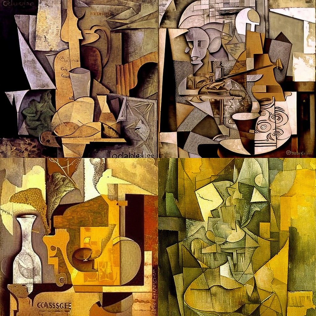 Georges Braque Midjourney style | Andrei Kovalev's Midlibrary 2.0