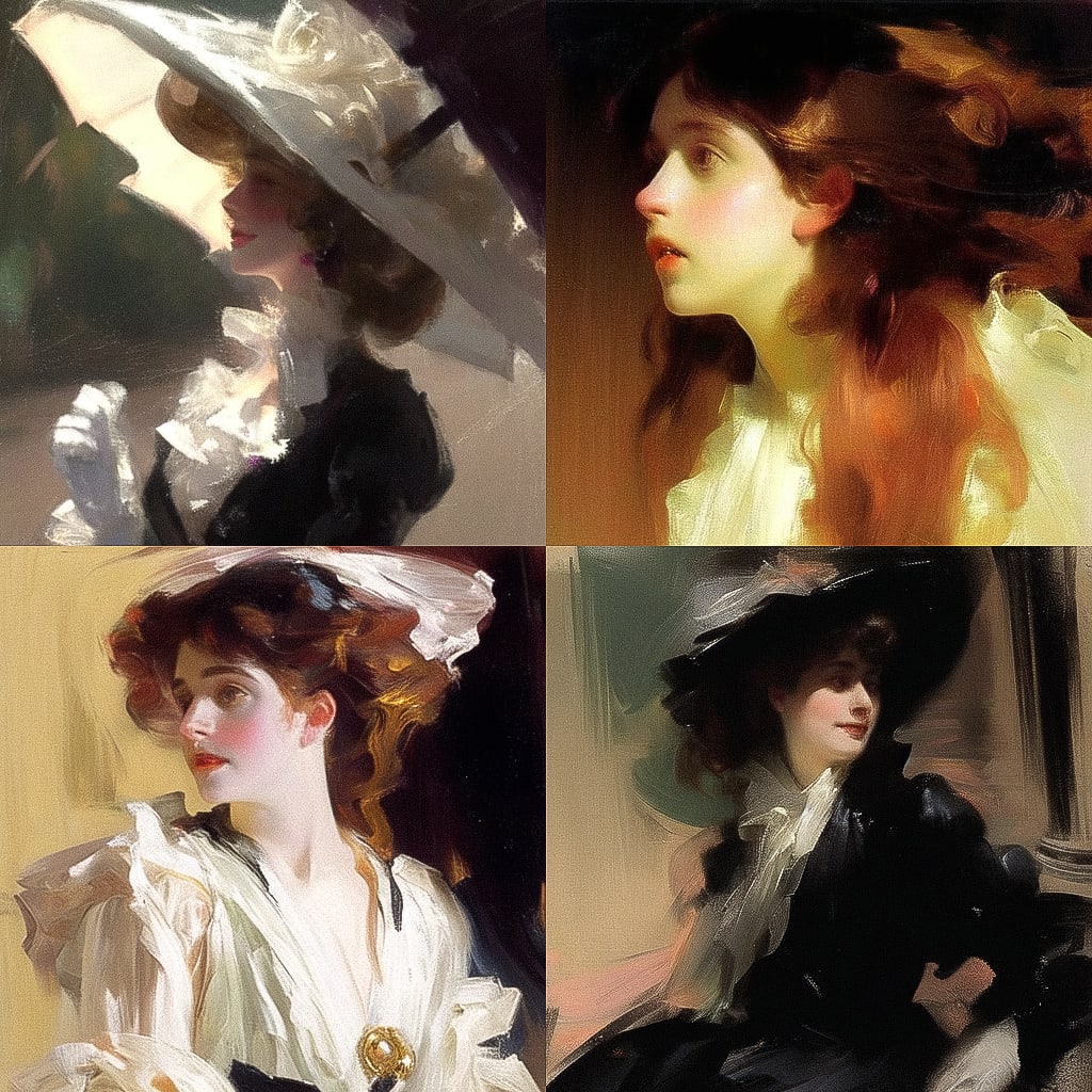 John Singer Sargent Midjourney style | Andrei Kovalev's Midlibrary 2.0