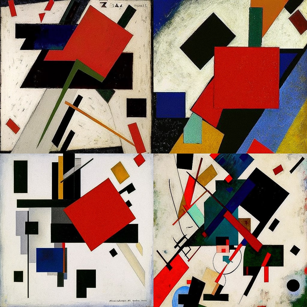 Kazimir Malevich Midjourney style | Andrei Kovalev's Midlibrary 2.0