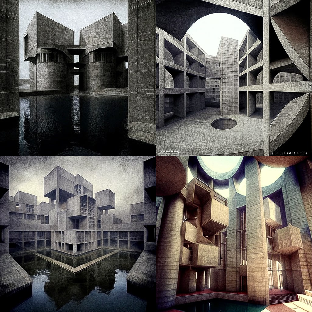 Louis Kahn Midjourney style | Andrei Kovalev's Midlibrary 2.0