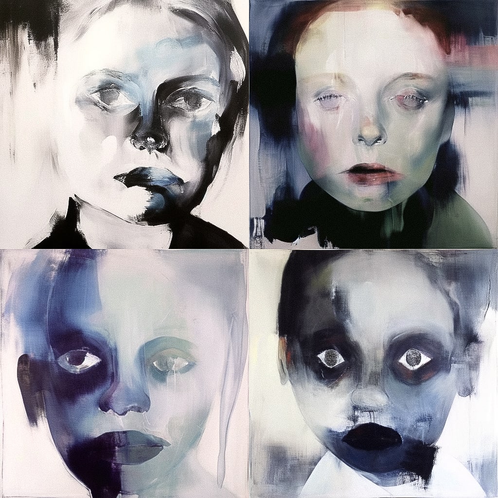 Marlene Dumas Midjourney style | Andrei Kovalev's Midlibrary 2.0